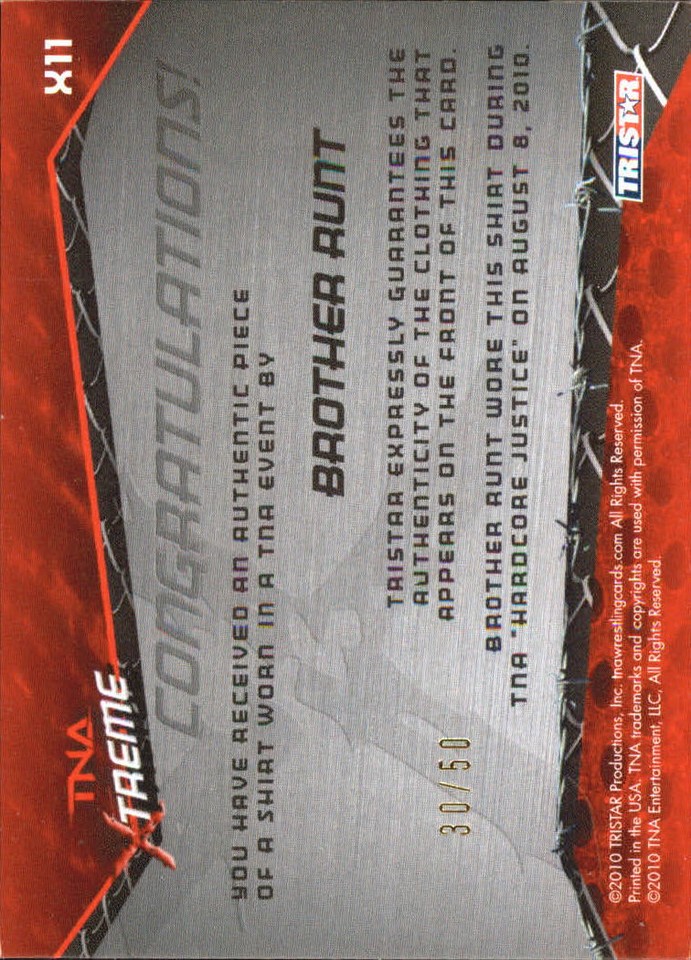 2010 TriStar TNA Xtreme Authentic Action Memorabilia Gold #X11 Brother ...