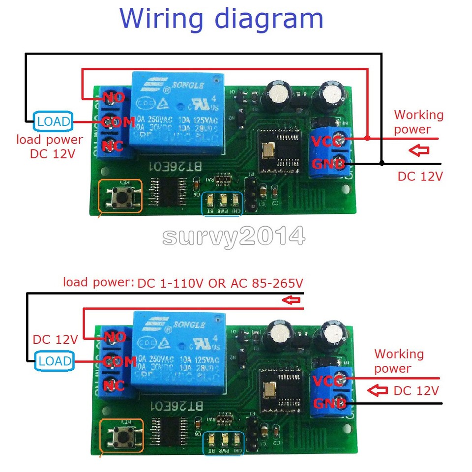 DC 12V 1 Channel Bluetooth BLE 5.2 Relay Swithc Module Control Board 6 ...