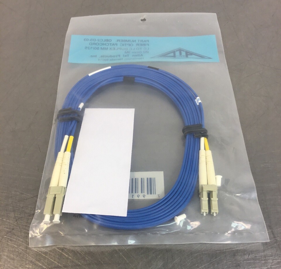 Allen Tel LC-LC Duplex MM 3meter patchcord GBLC2-D3-03 Blue Fiber Optic. 5A-5 | eBay