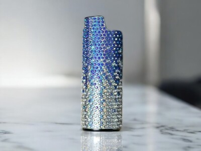 Purple & Clear Rhinestone Metal Shell Lighter Case Cover Fits Bic ...