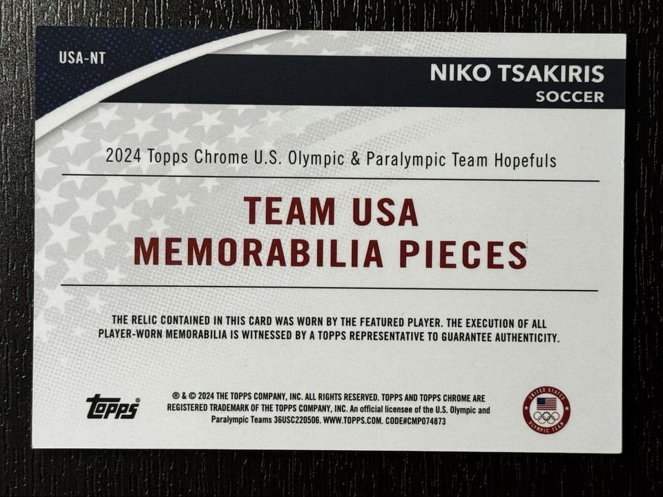 2024-25 Topps Chrome Memorabilia Pieces Orange Refractor Niko Tsakiris ...
