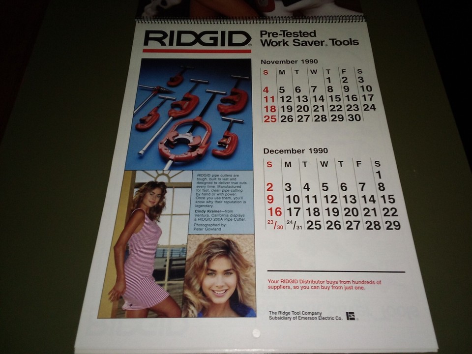 Ridgid Tool 1989-1990 Pin-up Swimsuit Wall Calendar | eBay