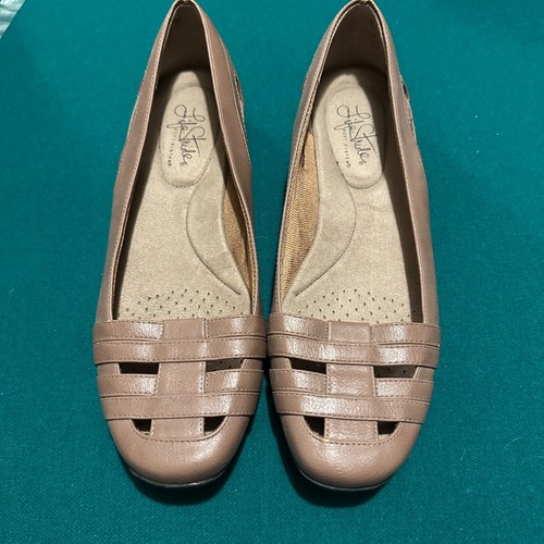 LifeStride Soft System Tan Woven Slip-On Flats Women’s 10M Comfort ...