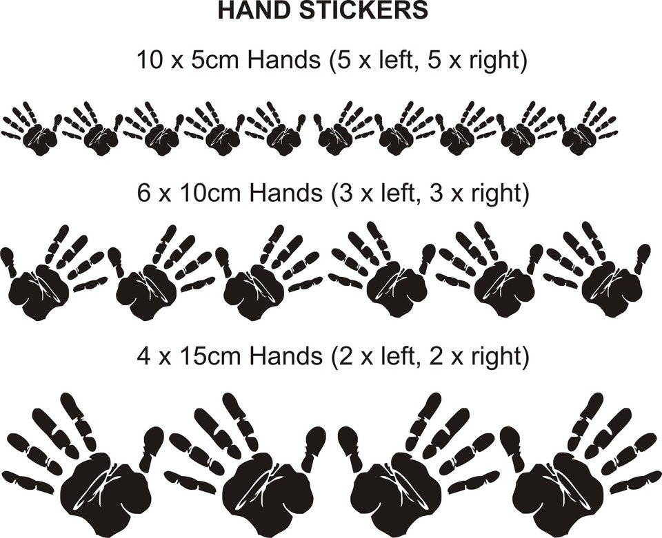 HAND PRINTS Wall Art Stickers (decals) Many Colours, 3 x Sizes - gloss ...