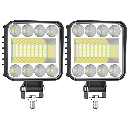 2Pcs x 4Inch Square Offroad LED Work Lights 128Pcs Lamp Beads Up to ...