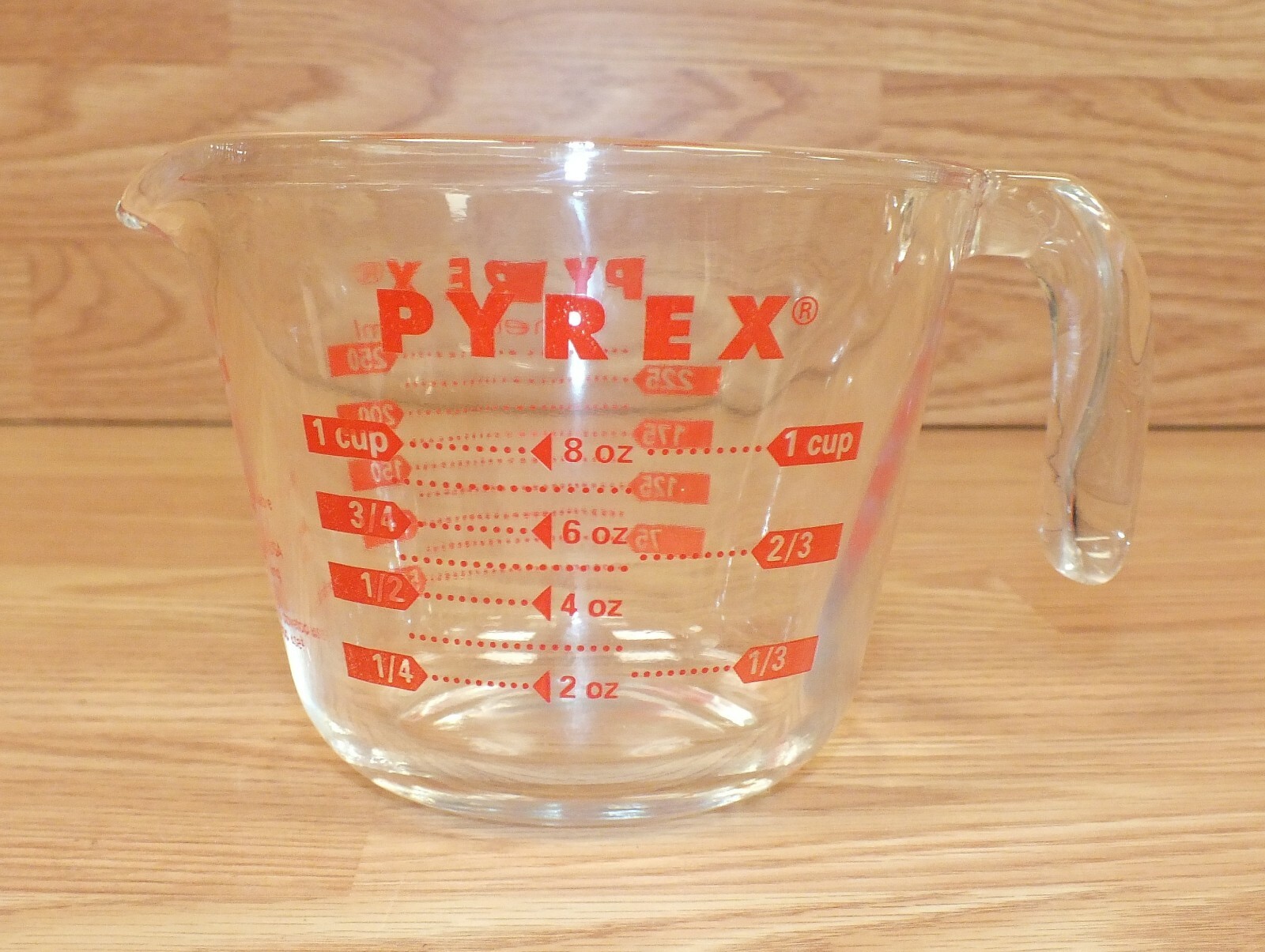 Pyrex Clear Glass 1-Cup Measuring Cup With Red Measurements - Open ...