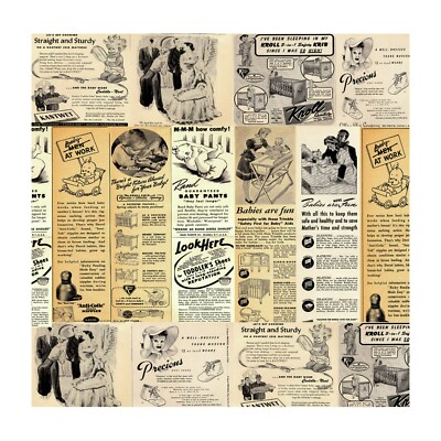 Gift Wrapping Paper, RARE vintage Baby Nursery Ads, 25 Sheet Pack, 12 ...