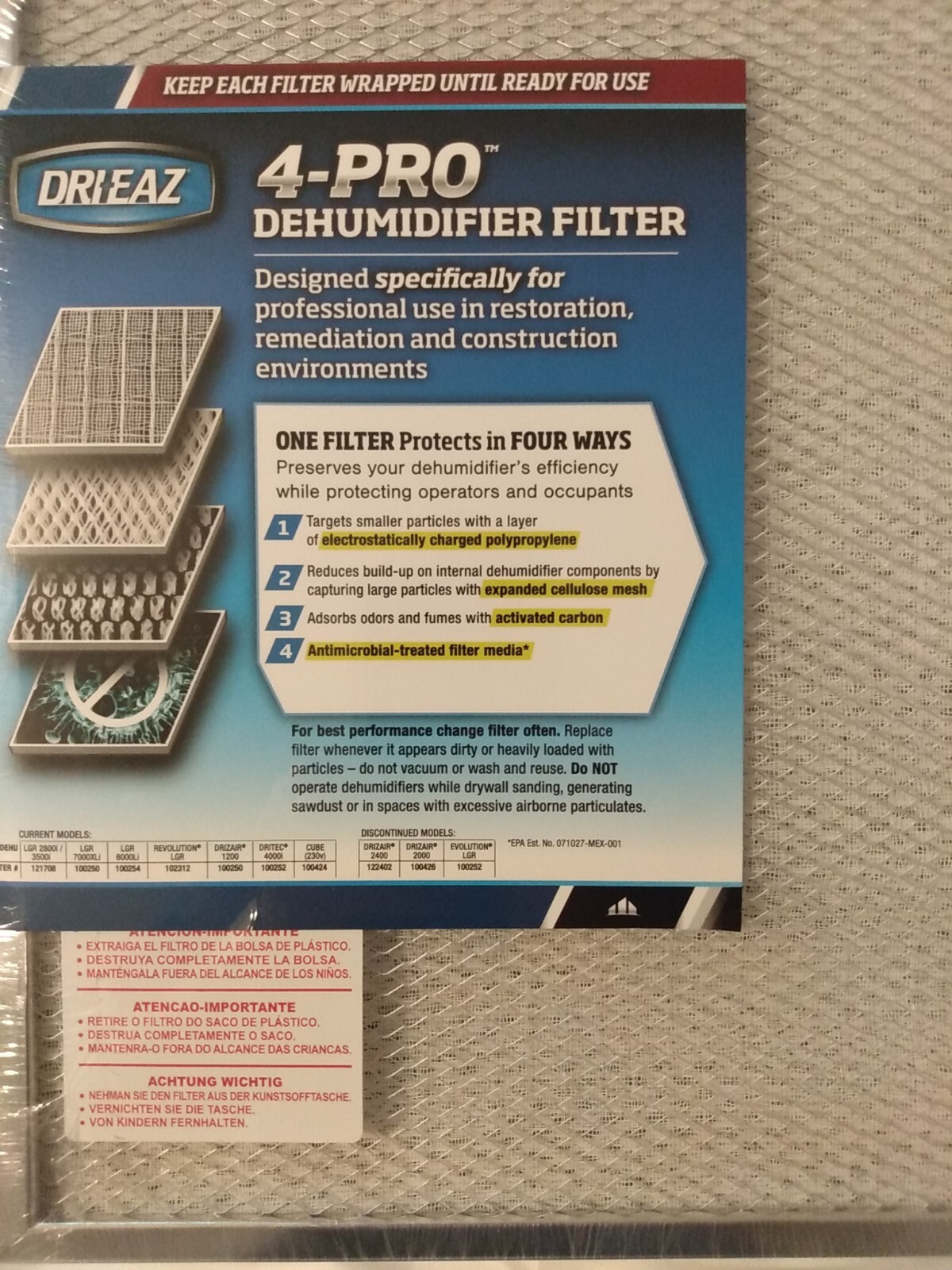Dri-Eaz+100254+4-PRO+Four-Stage+Air+Filter+3-PACK for sale online | eBay