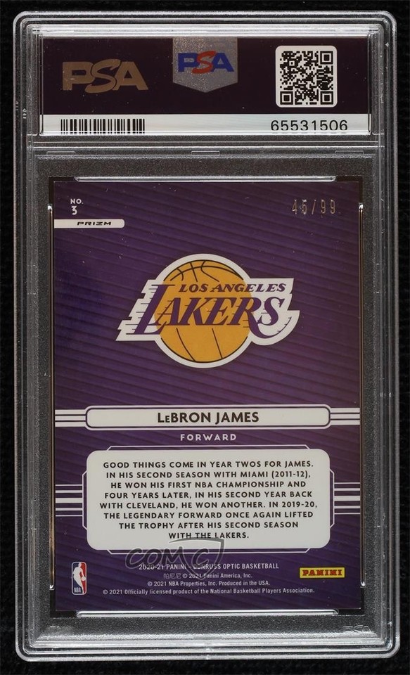 2020 Panini Donruss Optic Elite Dominators Red Prizm /99 LeBron James ...