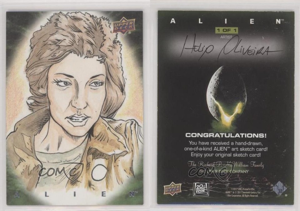 2017 Upper Deck Alien Movie 1/1 Helio Oliveira Auto Sketch c9a | eBay