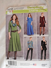Simplicity Sewing Pattern 1018 H5 Knit Dress 3 Lengths Tunic Pants Cowl ...