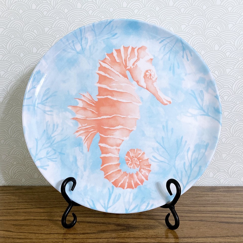 Sea Life Plates Set 4 Melamine 11" Indoor Outdoor Beach Nautical | eBay