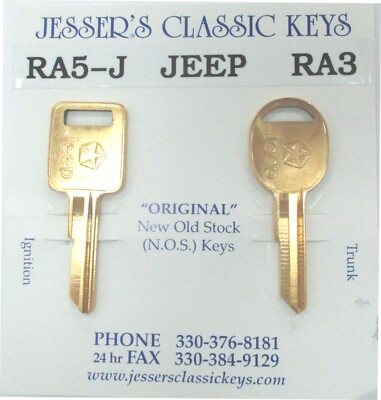 Very Rare Original Jeep Keys NOS Gold Plated J Fits 1985 1986 1987 1988 ...