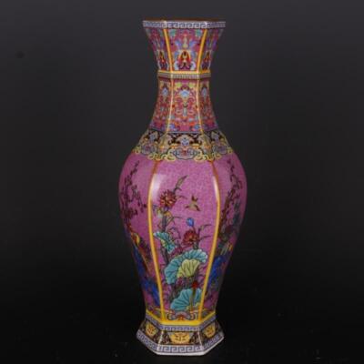 Chinese Purple Enamel Porcelain Qing Yongzheng Flowers Birds Pattern ...