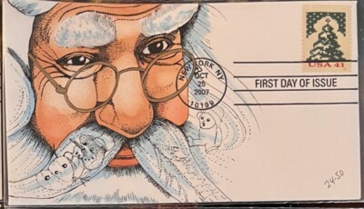 Geerlings Christmas FDC with a Christmas Tree stamp Hand Painted 50 ...