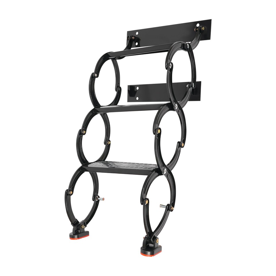 3 Steps Wall Mounted Retractable Ladder Wall Mounted Attic Ladder Black ...