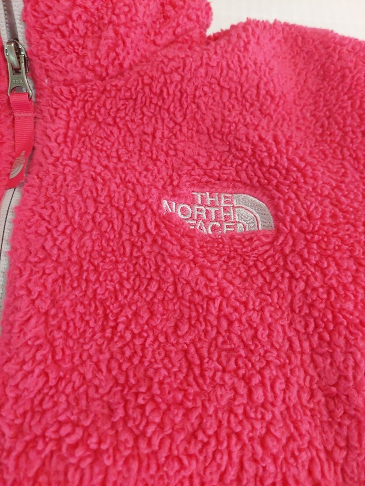 The North Face Girls XL (18) Pink Fuzzy Fleece Full Zip Jacket Warm ...