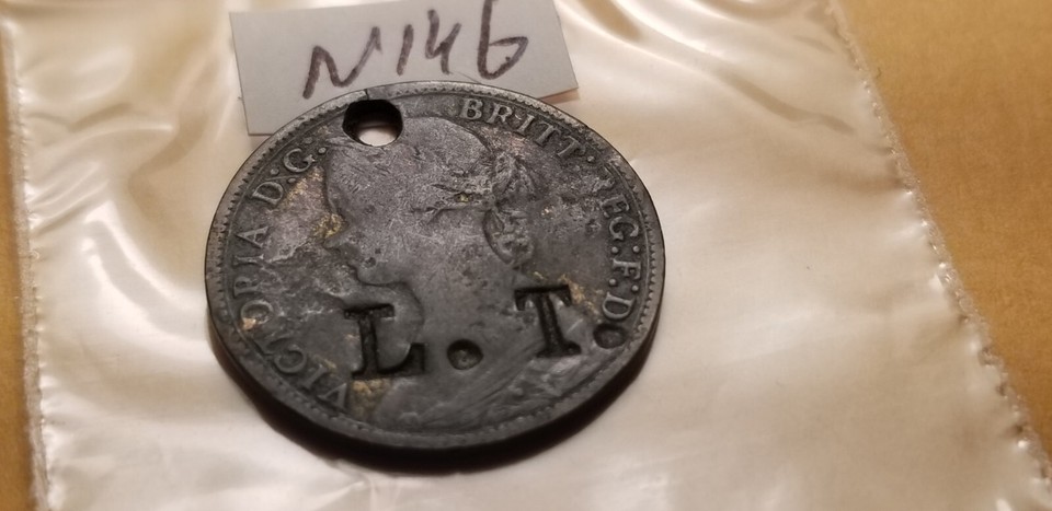 Great Britain Farthing Coin 1869 Counter Stamped WRLT Rare Idv3. | eBay