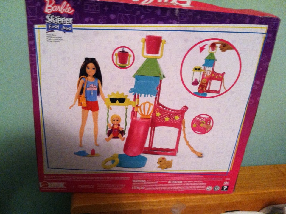 Barbie Skipper First Jobs Water Park Playset & Doll Rope Ladder Bridge ...