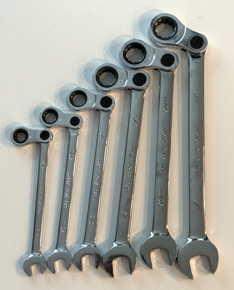 Craftsman SAE 6 pc Ratcheting Wrench Set 12 Pt Elbow Flex Push-Lock ...