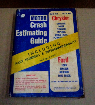 MOTOR Crash Estimating Guide CHRYSLER Mar 1978 Vol 10 No 3 Part Numbers ...