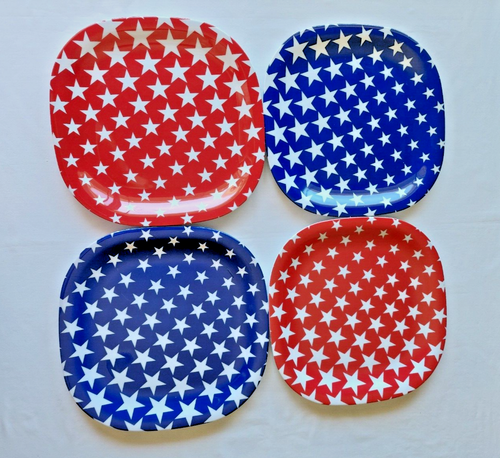 4th of July Red & Blue White Star 11" Dinner Plates Igloo Melamine Set ...