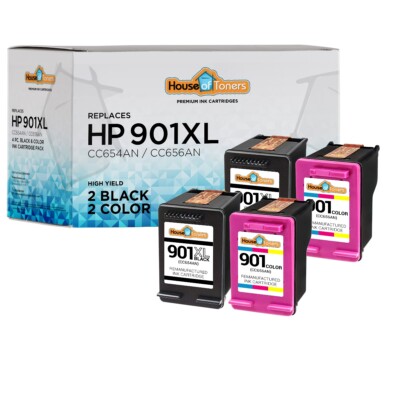 4PK Compatible With HP 901XL Black Ink Cartridge HP 901 Color HP G510a ...