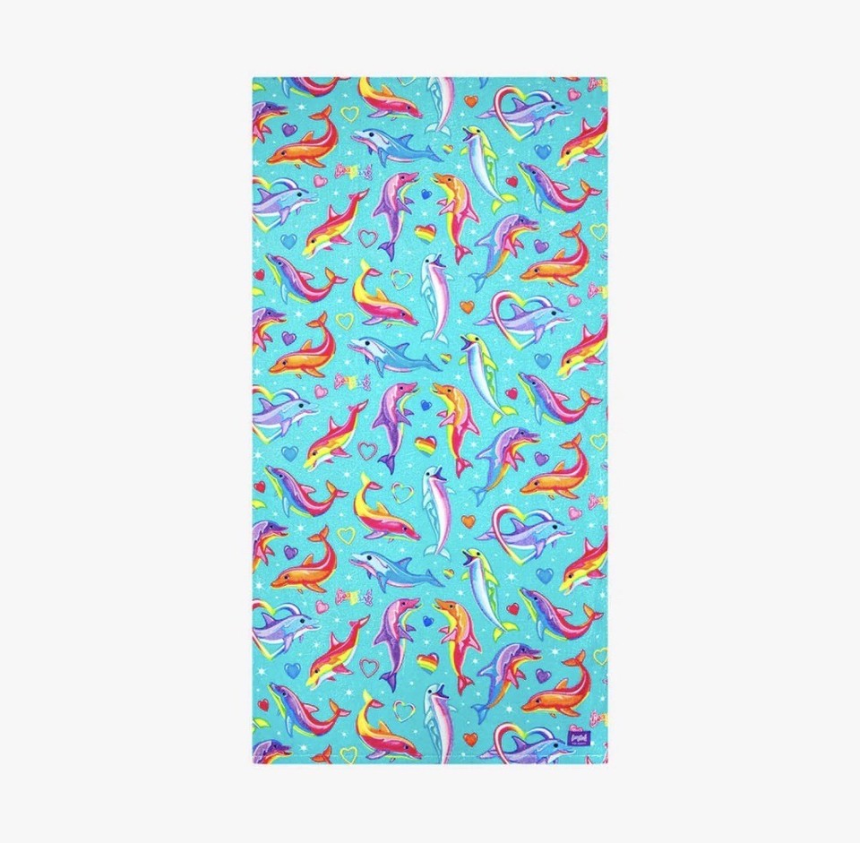 Posh Peanut x Lisa Frank 🐬 🌈 DANCING DOLPHINS Beach Bath Towel NWT | eBay