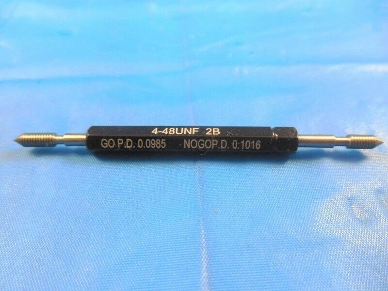 NEW 4 48 UNF 2B THREAD PLUG GAGE #4 .112 GO NO GO P.D.'S= .0985 & .1016 ...