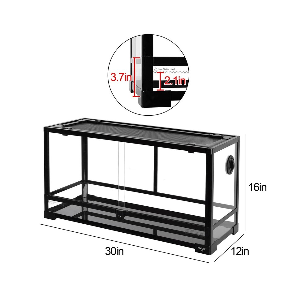 Large Reptile Tank 25 Gallon, 360°Full Vision Glass Reptile Terrarium ...