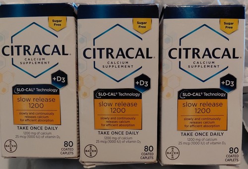 Citracal Calcium Supplement + D3 Slow Release 1200 80 Caps Exp 4/27 Lot ...