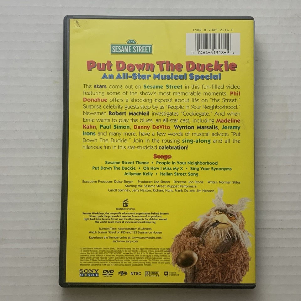 Sesame Street: Put Down The Duckie: An All Star Musical Special DVD | eBay