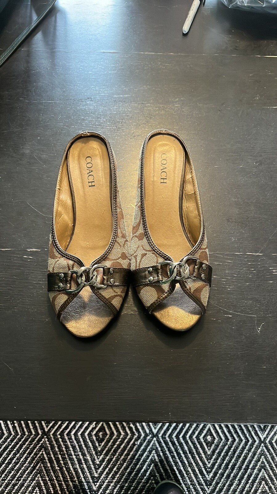 Coach open toe shoe wedge Gold. | eBay