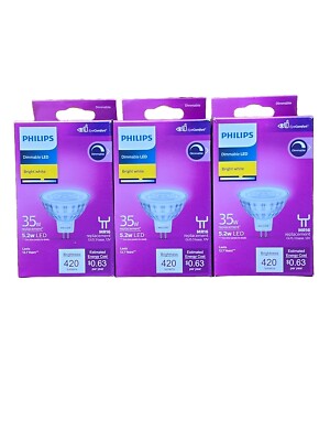 Philips Dimmable LED MR16 Indoor Light Bulb, 12V (35w Replacement) Pack ...