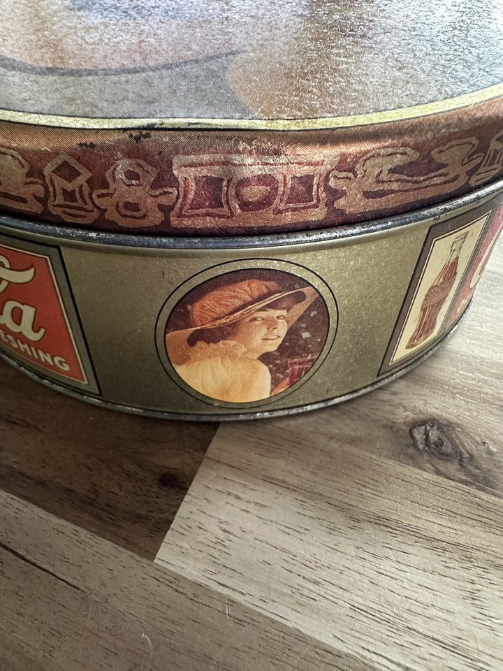 Vintage Bristol Ware 1988 Drink Coca Cola Tin Round Pretty Lady in Hat ...