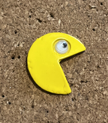 Vintage YELLOW ENAMEL Pin PAC-MAN VIDEO GAME MAN Googly Google Eye | eBay