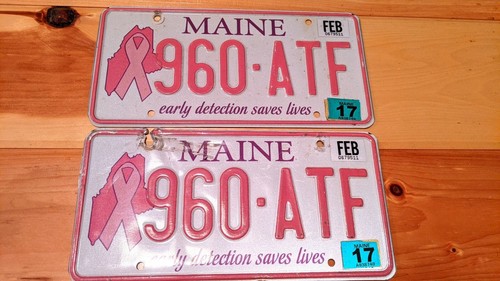 MAINE EARLY DETECTION SAVES LIVES LICENSE PLATES PAIR 960 - ATF BREAST ...