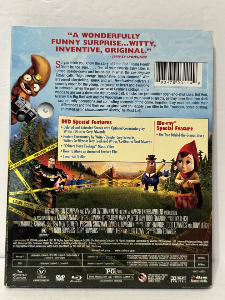 HOODWINKED BLU-RAY 2005 ANNE HATHAWAY Rare Oop Kids Animated Movie Slip ...