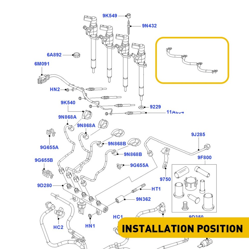 Fuel Injector Leak Return Pipe 9M5Q-9K022-BB For Ford C-Max Focus ...