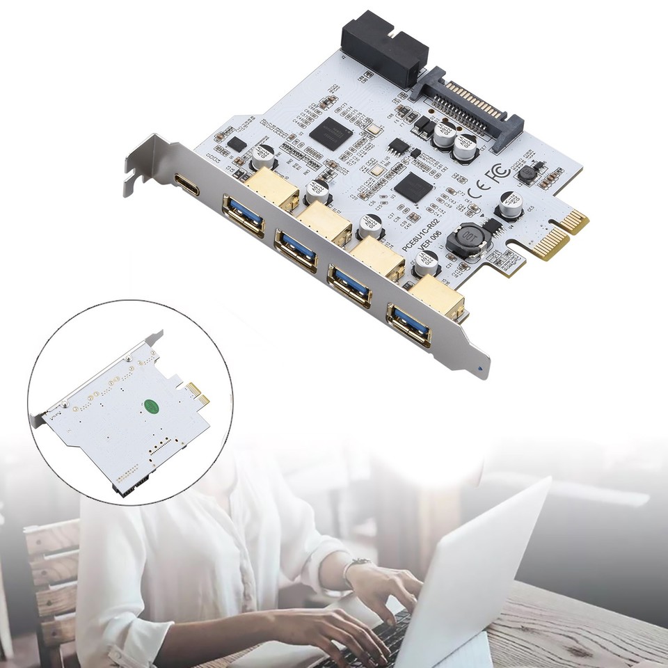 USB PCI-E Type C Expansion Card PCI Express PCI-E to USB 3.2 Gen1 ...