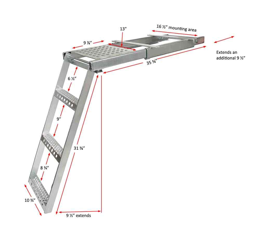 3 Rung Pull-Out Trailer Step Ladder for Use with Trucks, Trailers and ...