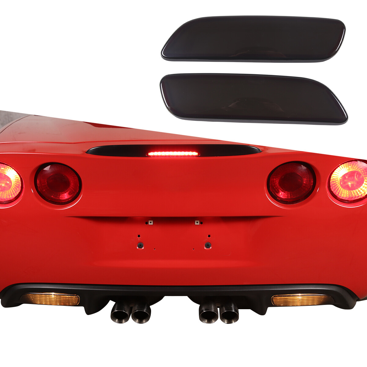2PCS smoked black Acrylic Reverse Light Blackout Kit trim For Corvette ...