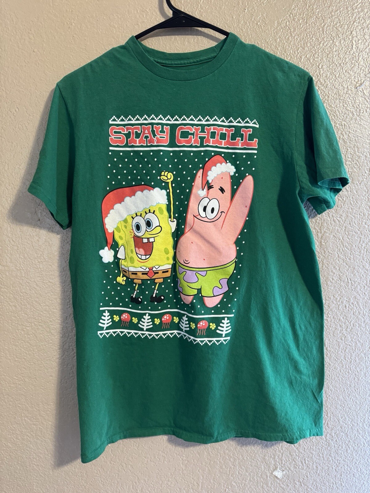 SpongeBob Patrick Stay Chill Shirt Mens Medium Green … - Gem