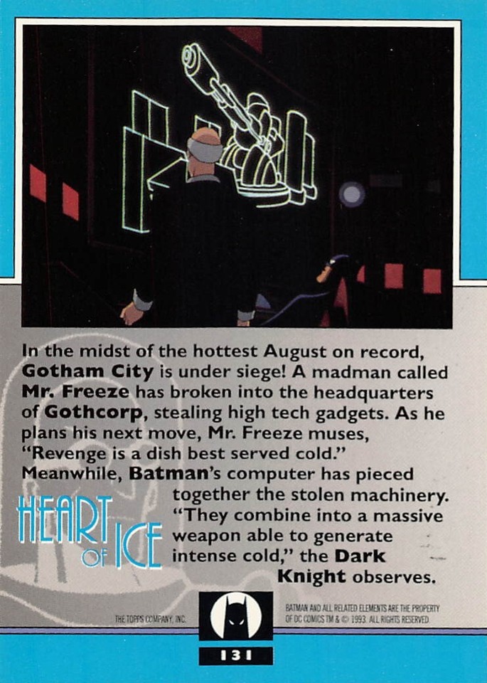 1993 Topps Batman: The Animated Series Batman #131 Heart Of Ice | eBay