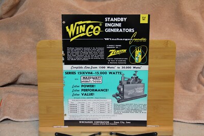WINCO Standby Engine Generators Wincharger Corp Brochure 4pp Vintage ...