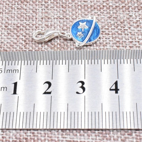 925 Sterling Silver Enamel Planet Clip On Charm with Lobster Clasp for ...