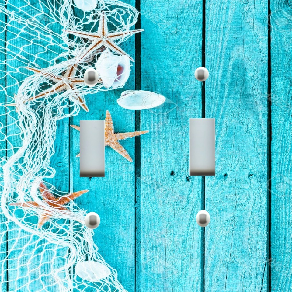 Light Switch Plate Outlet Covers BEACH DECOR ~ FISHING NET STARFISH SEA ...