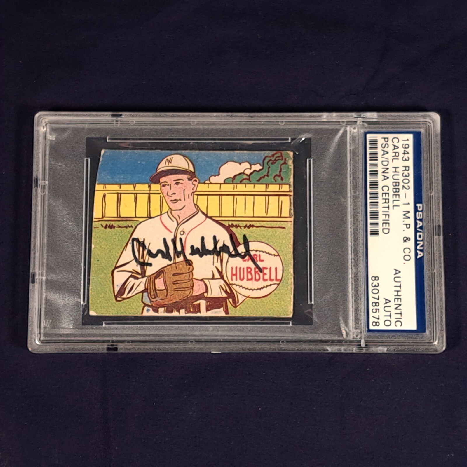 Carl Hubbell Signed 1943 R302-1 M.P. & Co. Card PSA/DNA NY Giants Hall ...