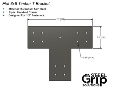 8x8, T Bracket ,Timber Truss Framing Bracket – Heavy-Duty, 1/4" Thick ...