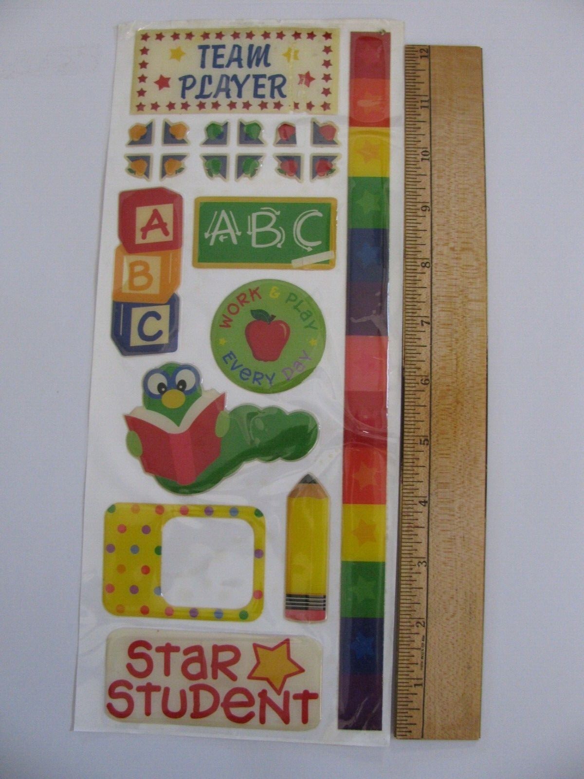 Epoxy Stickers SCHOOL ABC Star Student Team Player Corners Bookworm ...